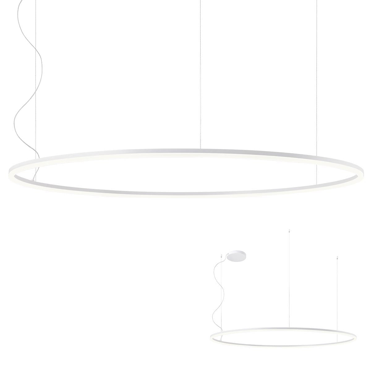 Lustra suspendata LED Orbit, alb mat, 110W, 14587lm, 4000K, IP20, Redo ...